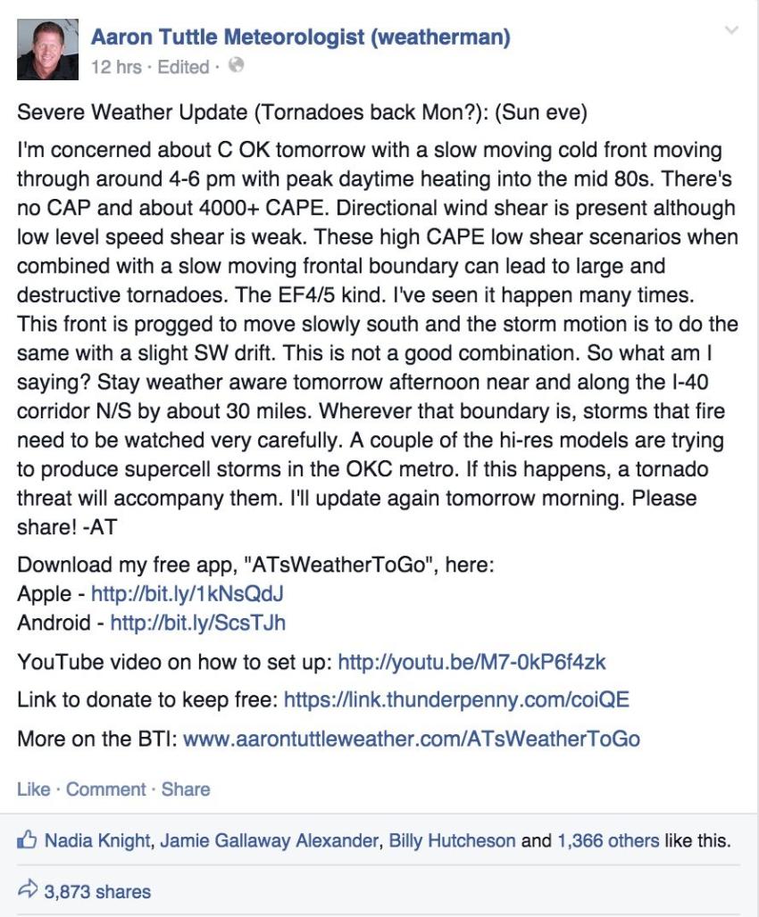 Emily Sutton called out "Internet Meteorologist" Aaron Tuttle... - The ...