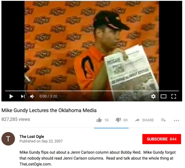 Happy 10-year Anniversary "Mike Gundy Rant Video" - The Lost Ogle