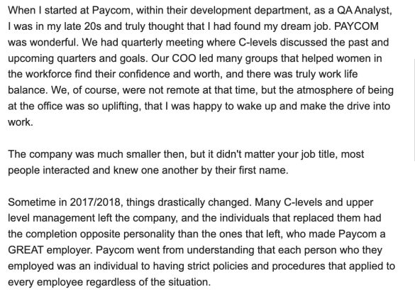 Paycom CEO addressing employee concerns by hiring new PR Supervisor ...