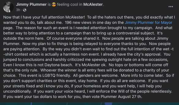 McAlester Mayoral Candidate to Host Wet T-Shirt Campaign Rally… - The ...