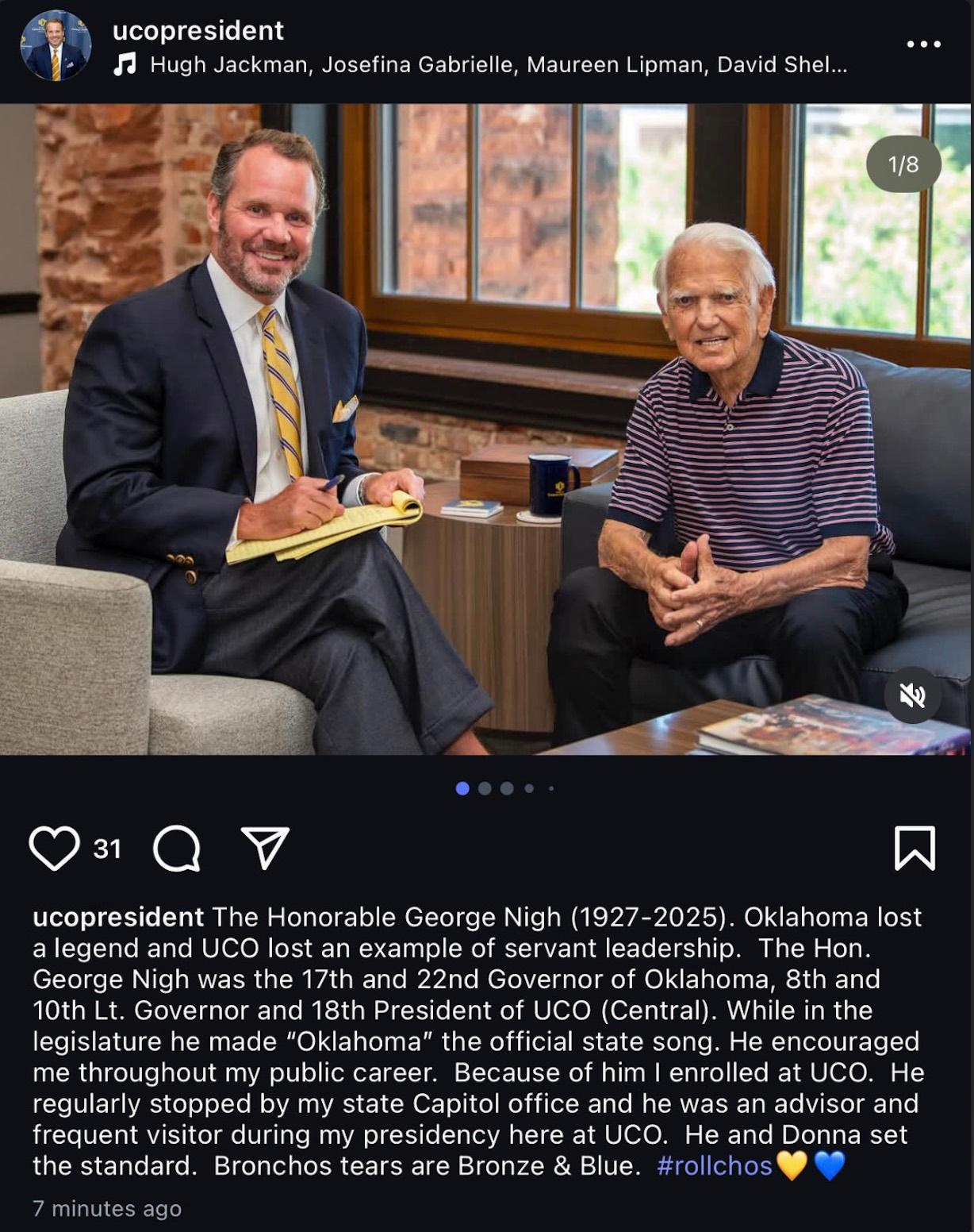 Todd Lamb mourns the death of George Nigh, who’s still alive. - The ...