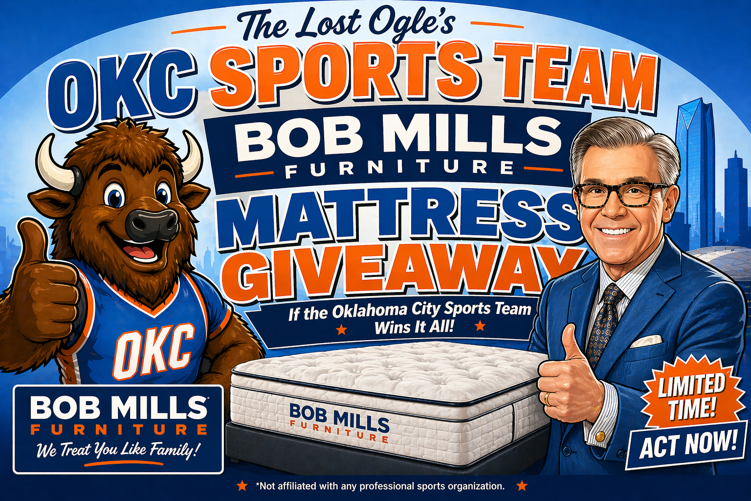 TLO to Give Away Free Bob Mills Mattress if “OKC Sports Team” Wins ...